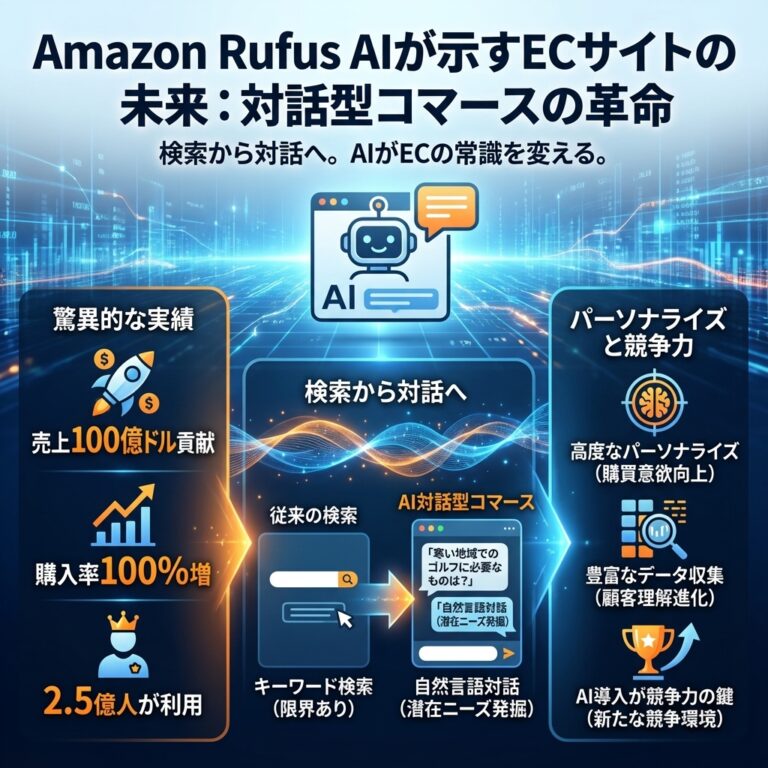 Amazon Rufus AIが示すECサイトの未来：2.5億人が利用し100億ドルの売上貢献を実現した対話型コマースの革命 - 生成AI ...